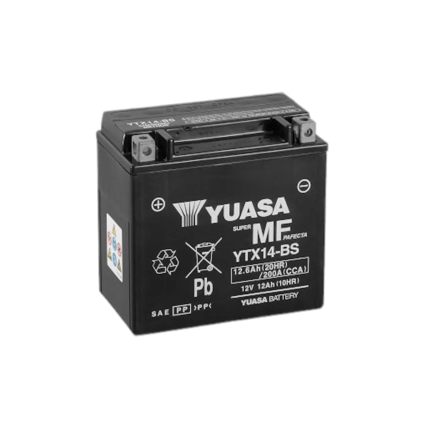 YUASA YTX14-BS (CP) 12 VOLT 12.6 AMPER 200A MOTOSİKLET AKÜSÜ #01630 ...